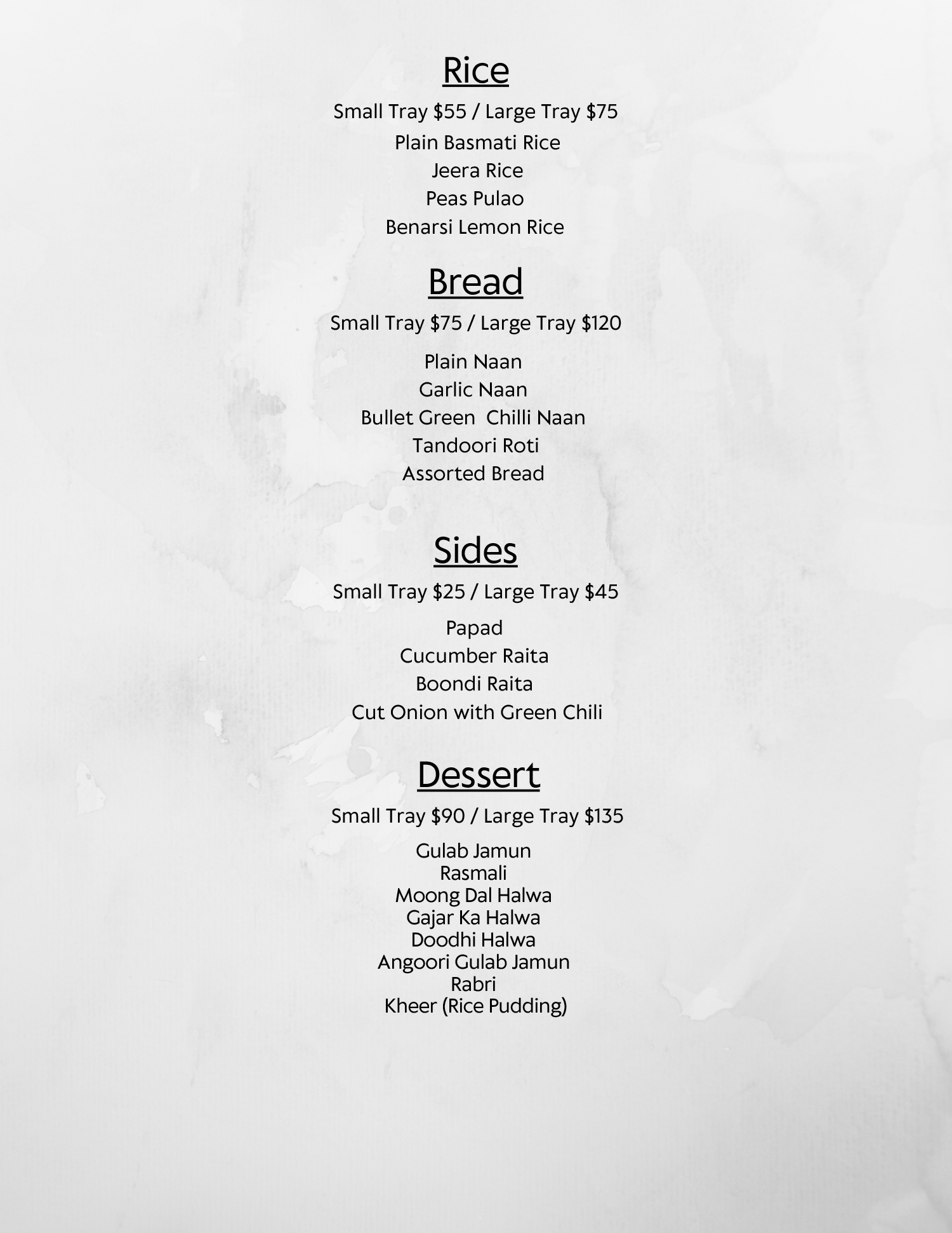 Our Tray Menu: North & South Indian Veg & Non-Veg Food | Chinese Food ...