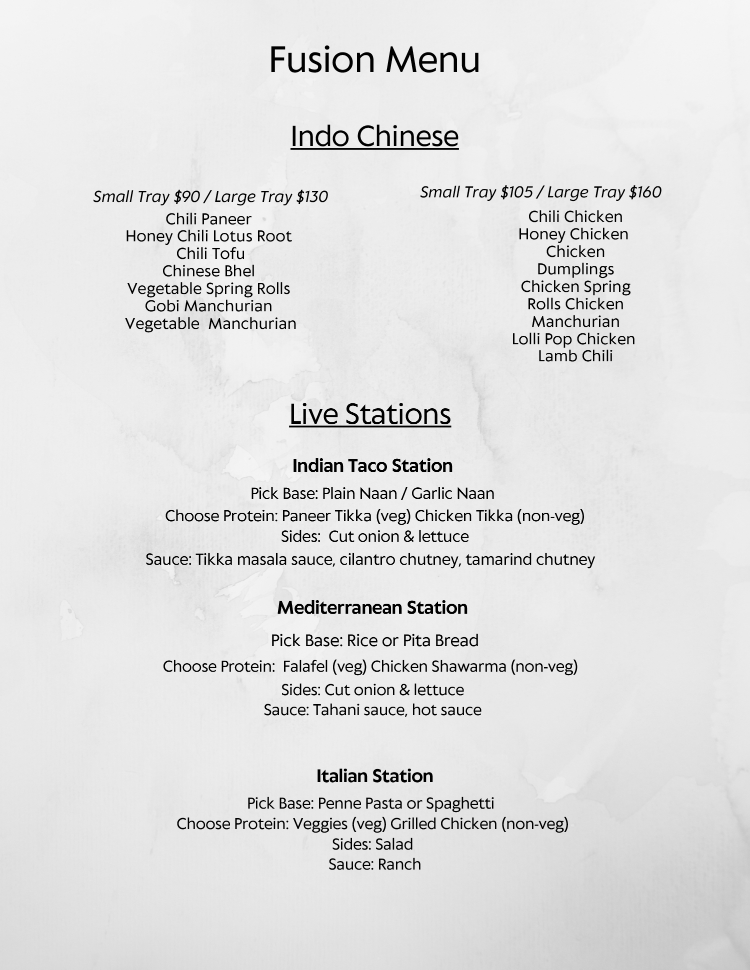 Our Tray Menu: North & South Indian Veg & Non-Veg Food | Chinese Food ...